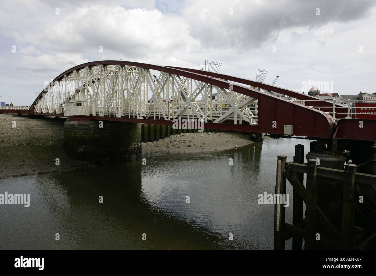 old Iron swing bridge ramsey isle of man IOM Stock Photo - Alamy