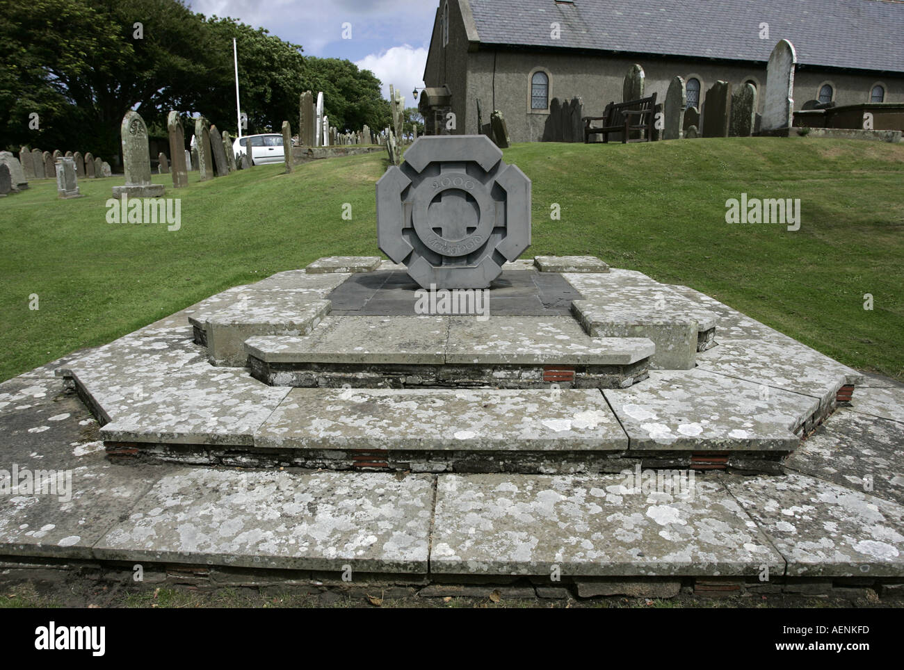 year 2000 milennium stone celtic cross kirk maughold isle of Man IOM ...