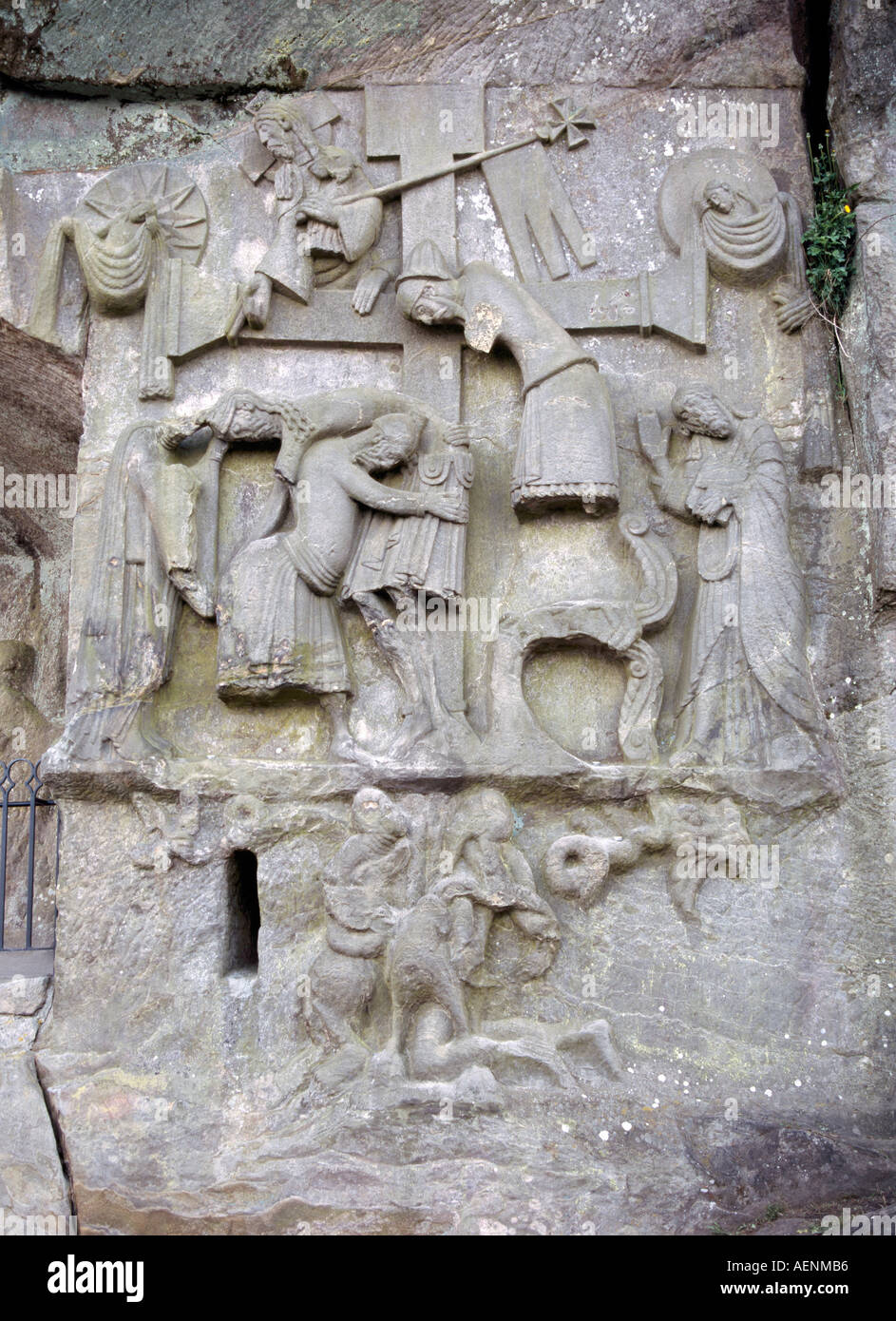 Horn, Externsteine, Relief, Kreuzabnahme, um 1100 Stock Photo - Alamy