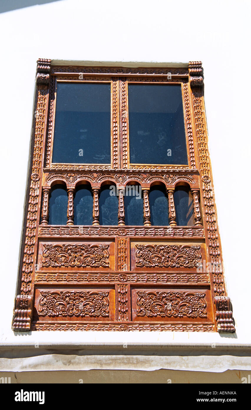 Ornate carved wooden window, Cusco, Peru Stock Photo - Alamy