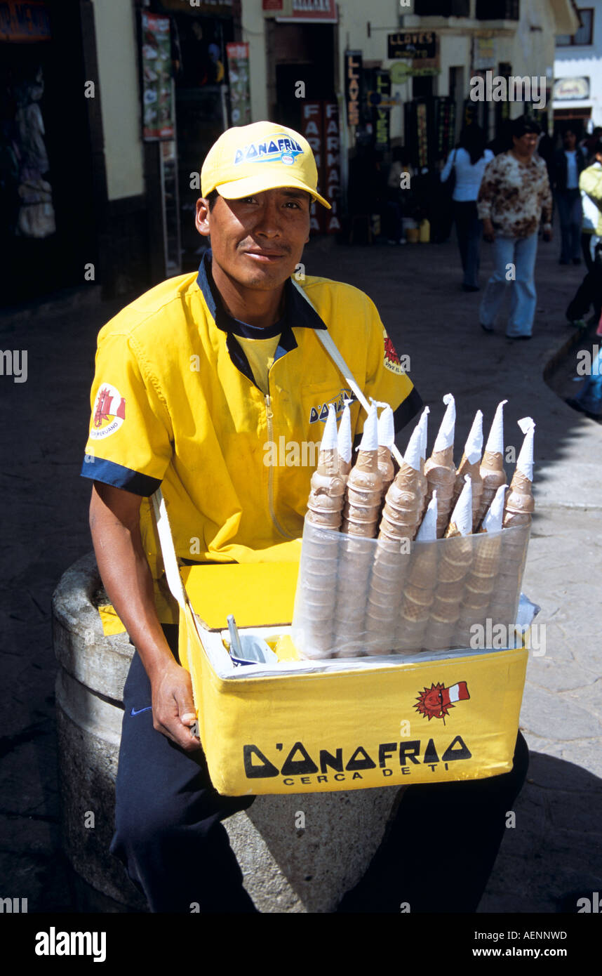 Man selling ice cream, Cusco, Peru Stock Photo - Alamy