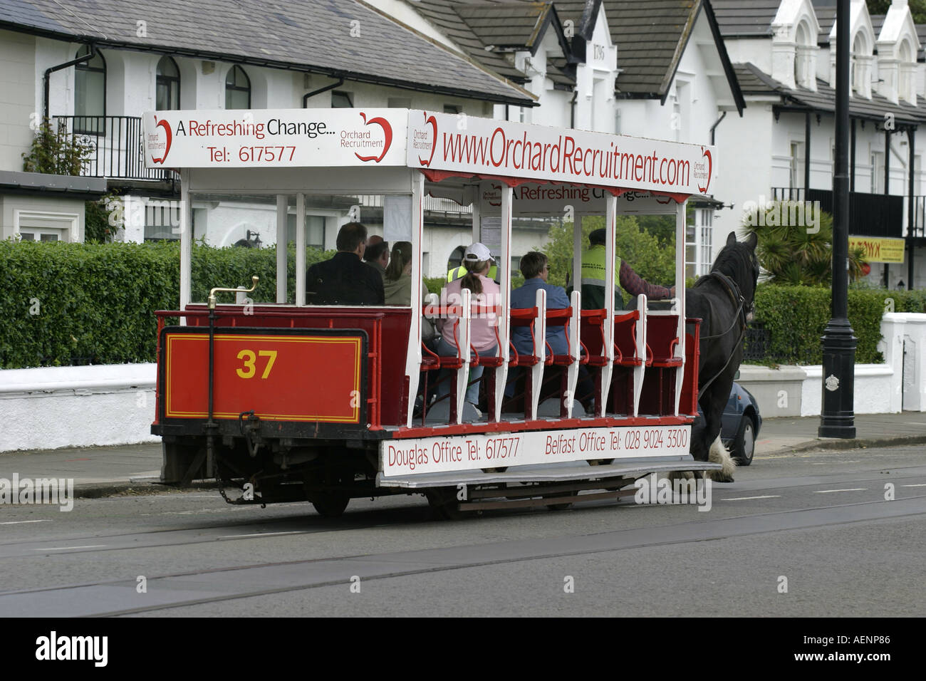 Manx transport Horse Drawn tram douglas isle of man IOM Stock Photo - Alamy