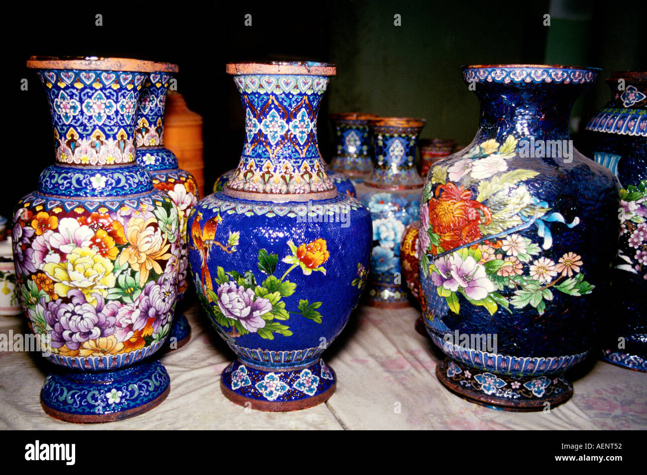 Beijing China Cloisonne vases in workshop Stock Photo - Alamy