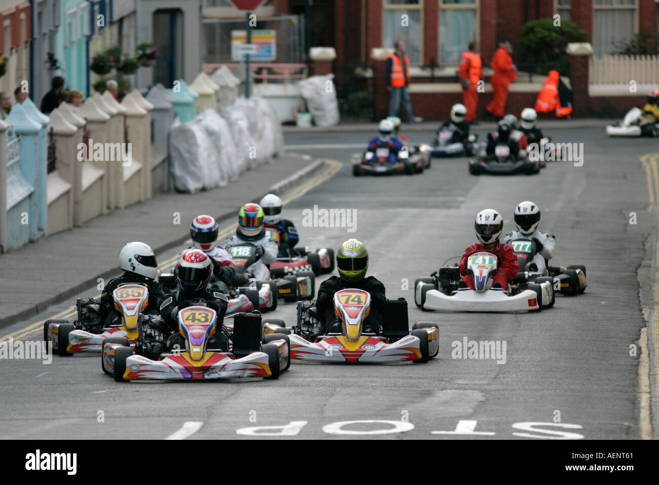 Line of formula Biland World Formula karts on the street circuit at ...