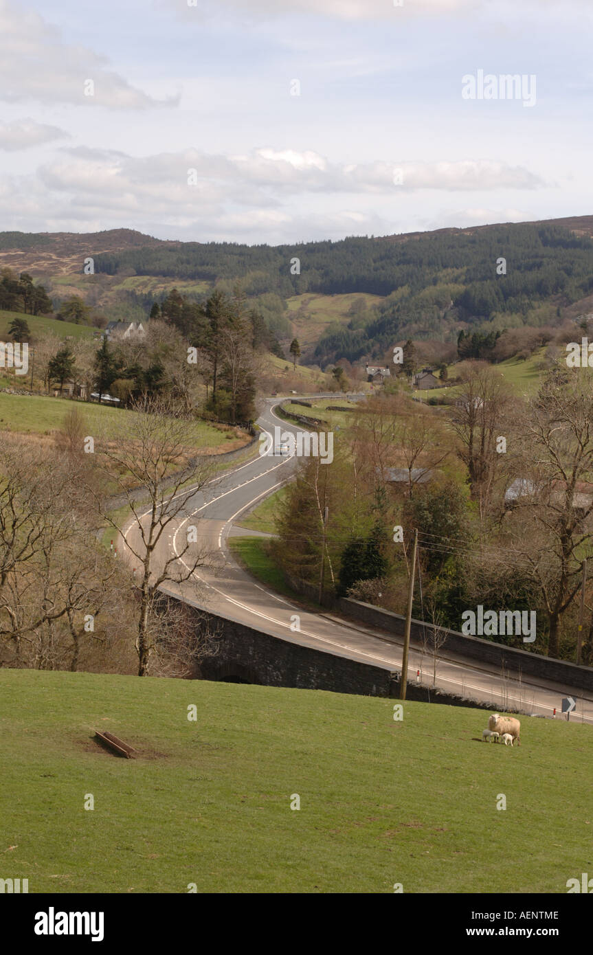 A470 road near Dolwyddelan Gwynedd, Snowdonia National Park north wales ...