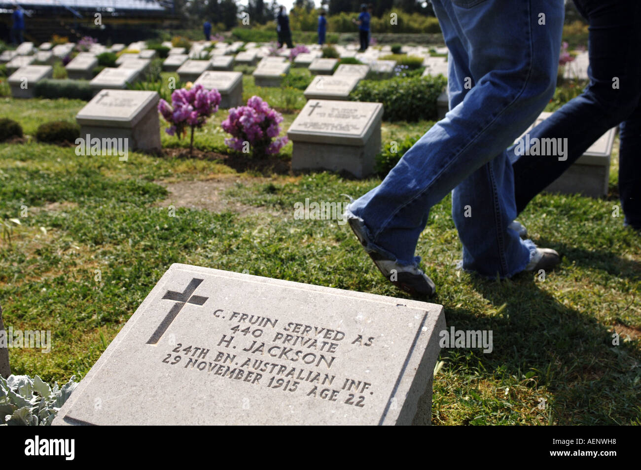 A grave on the battlefields of Gallipoli during an annual Anzac Day ...