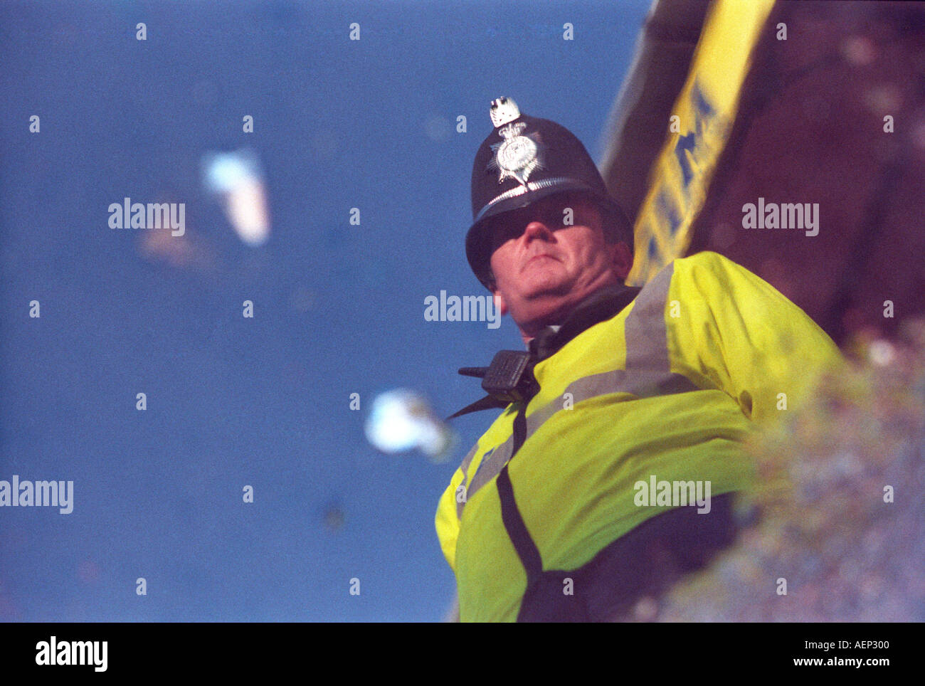 POLICE OFFICER LOOKS AT HIS REFLECTION IN A PUDDLE MIDDLESBROUGH ...