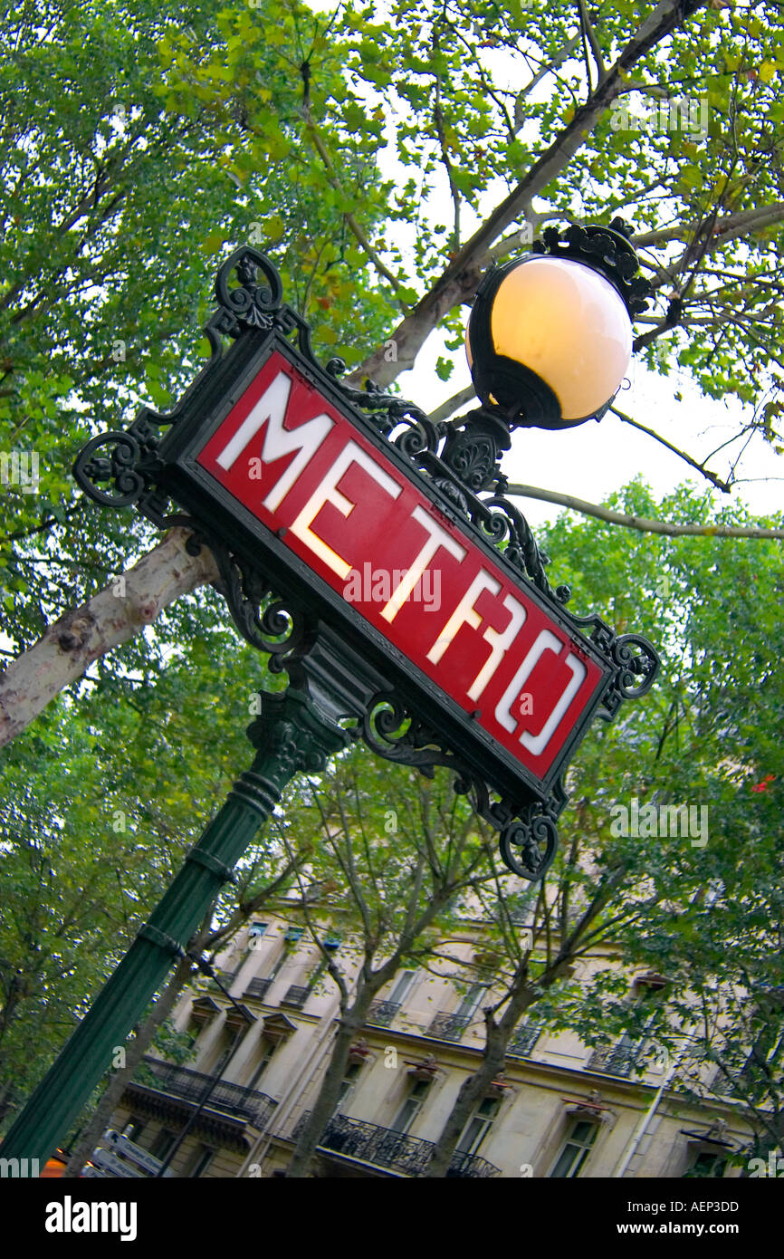 Metro train station sign Paris France Europe Stock Photo - Alamy