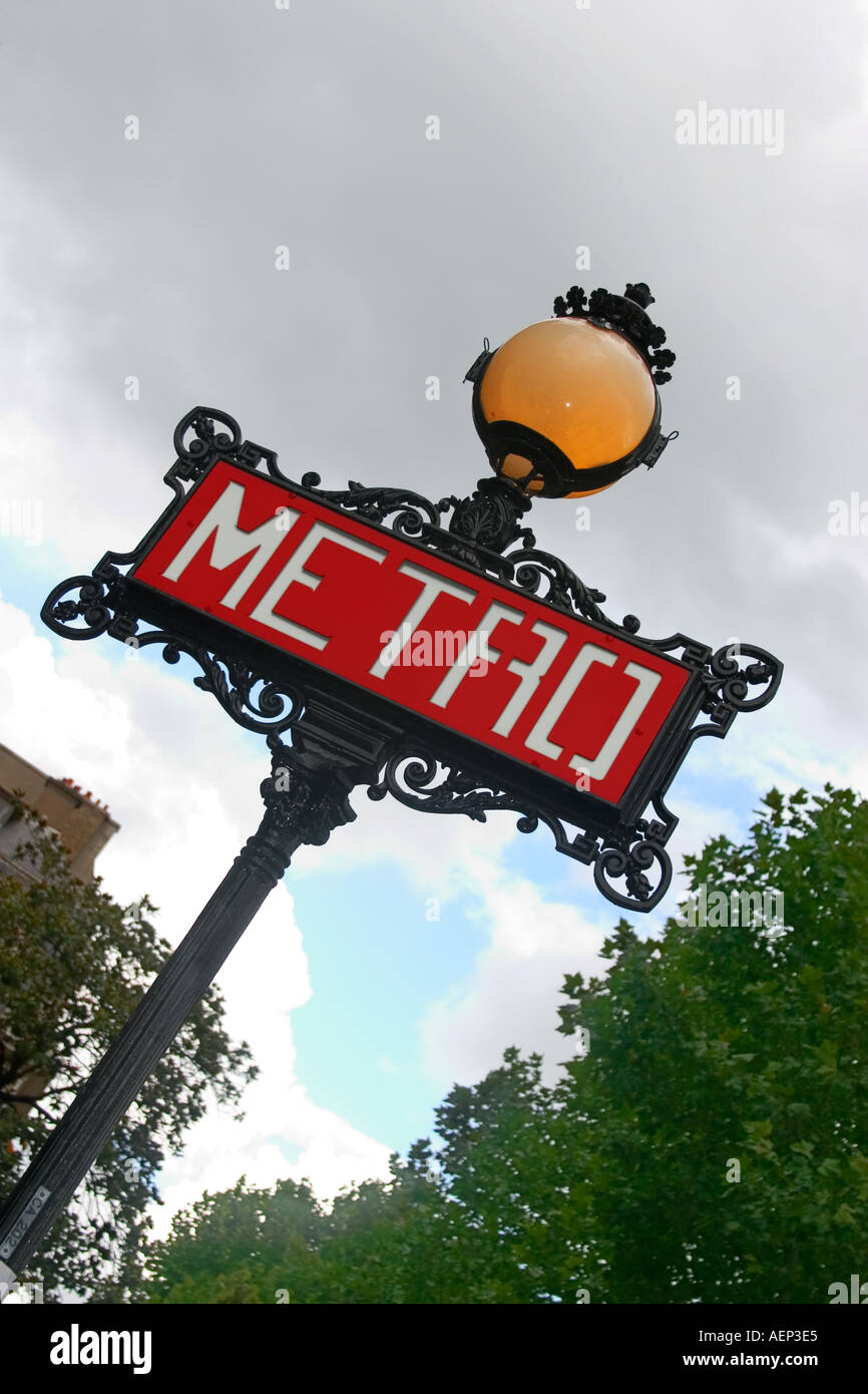 Metro train station sign Paris France Europe Stock Photo - Alamy