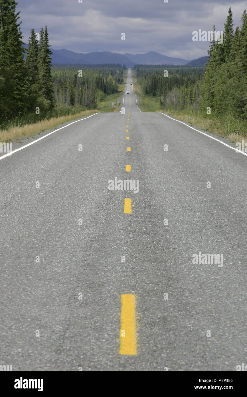 the roads in Alaska are long Alaska USA Stock Photo - Alamy