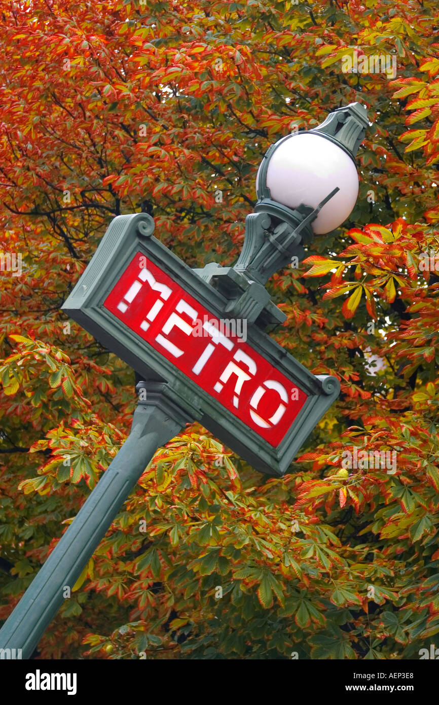 Metro train station sign Paris France Europe Stock Photo - Alamy