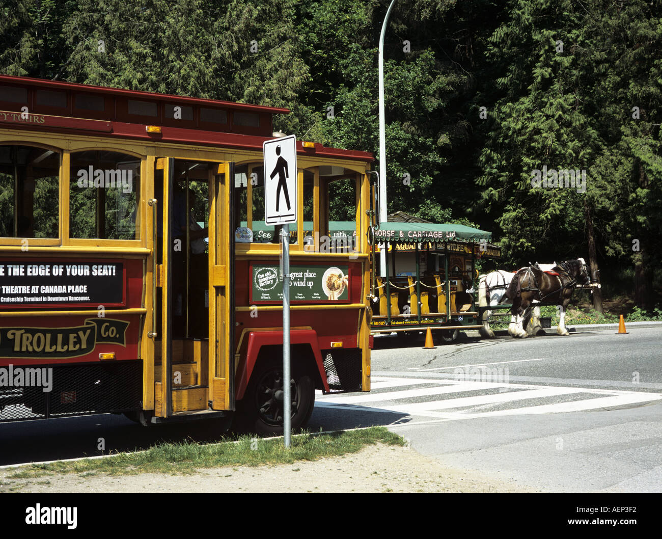 City Tour Trolley Bus in Stanley Park Vancouver British Columbia Canada ...