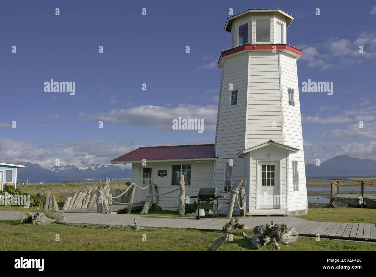 old lighthouse at the Homer Spit Kenai peninsula Homer Alaska USA Stock ...