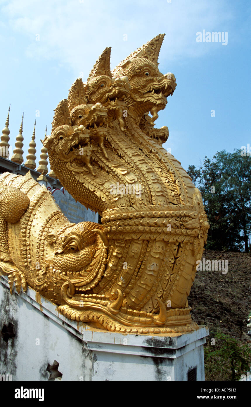Ornate golden snake statue, Wat Phra That Suton Mong Konkiree Temple ...