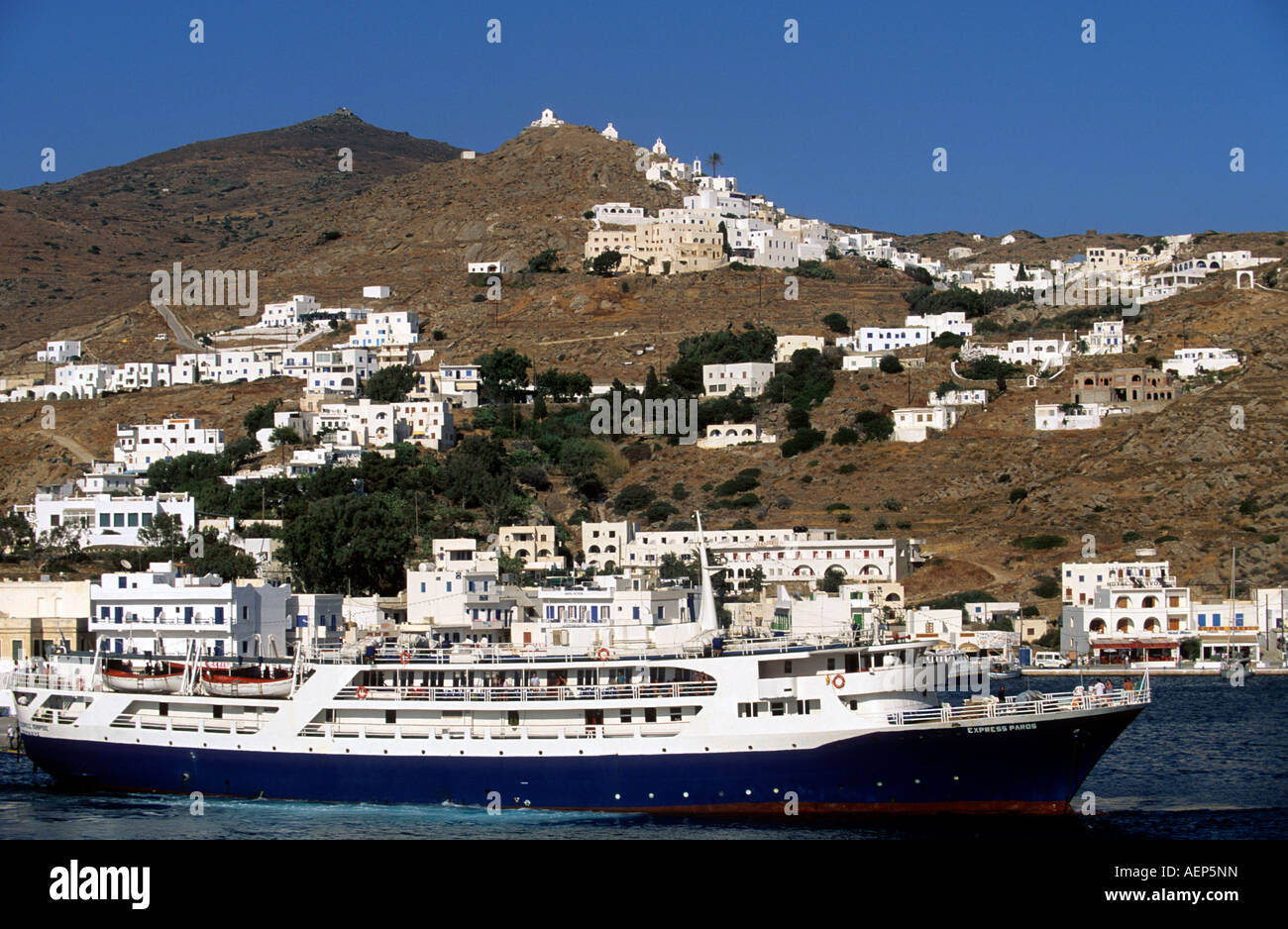 europe greece cyclades islands ios a view of the port Stock Photo - Alamy