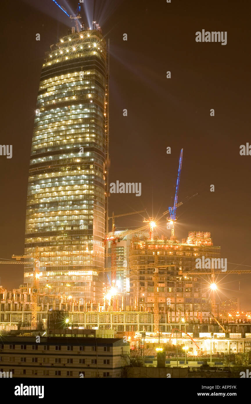 series object on white night Moscow sky scraper Stock Photo - Alamy