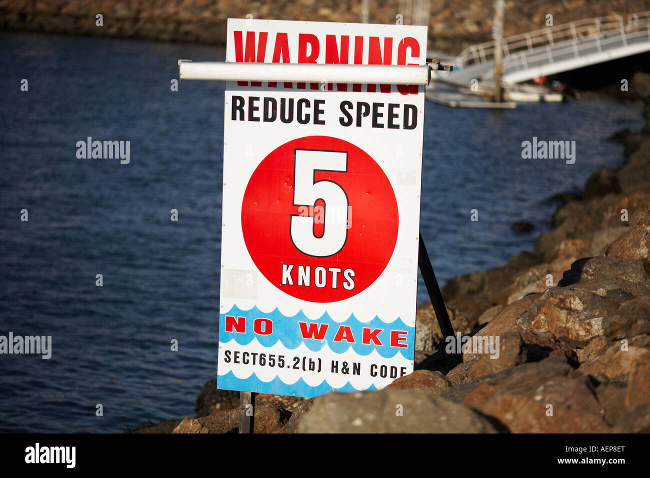 Warning Reduce Speed 5 Knots Sign Marina del Rey California United ...