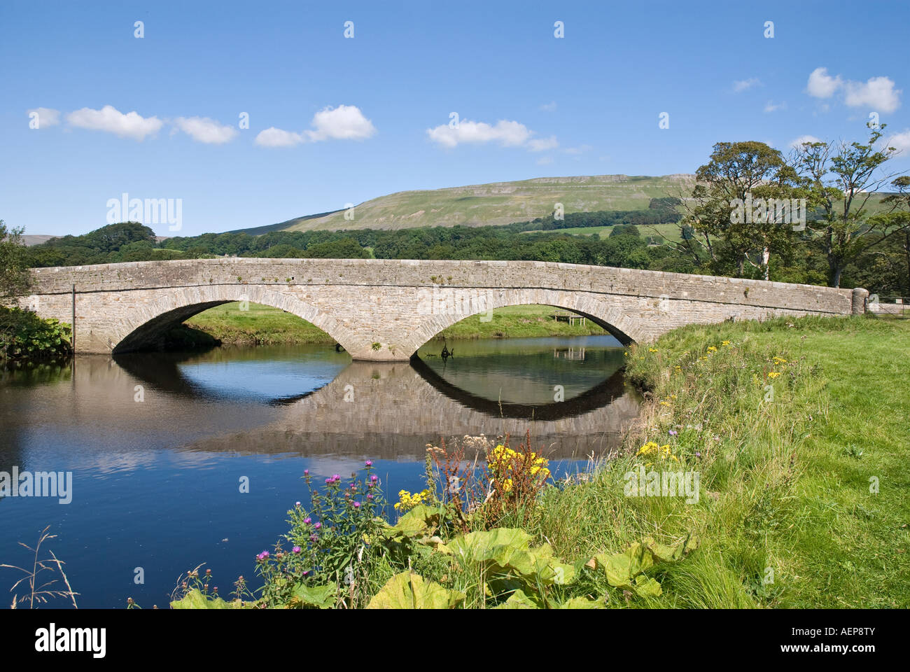 Bridge over the River Ure at Hawes Wensleydale in the Yorkshire Dales ...