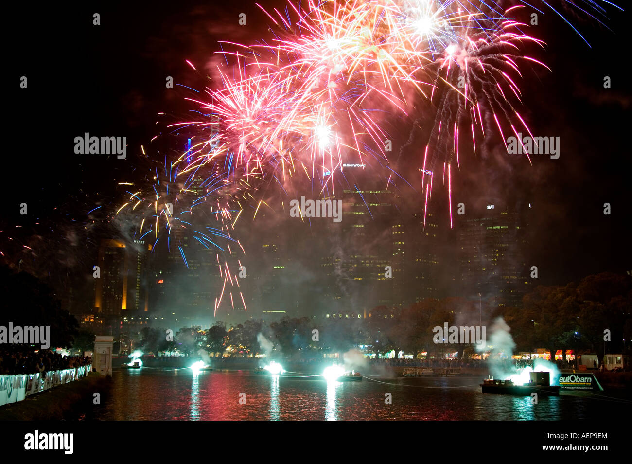 fireworks by the river Stock Photo - Alamy