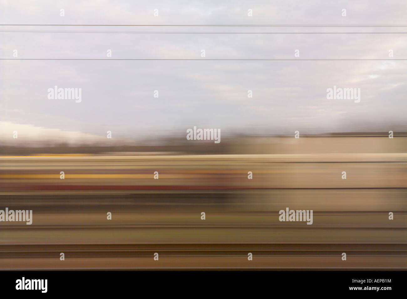 moving train on tracks Stock Photo - Alamy