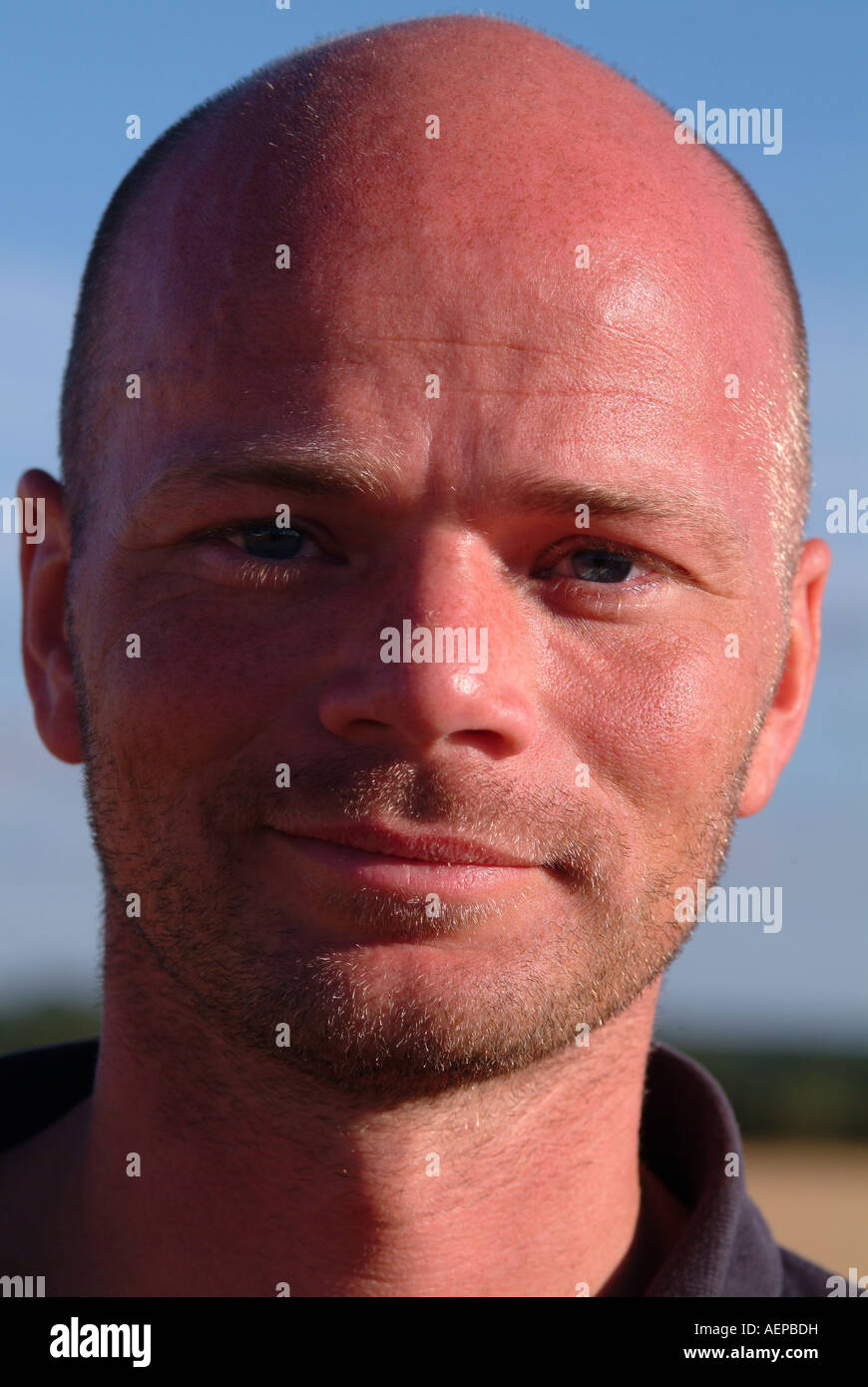 Portrait of a bald headed man Stock Photo - Alamy