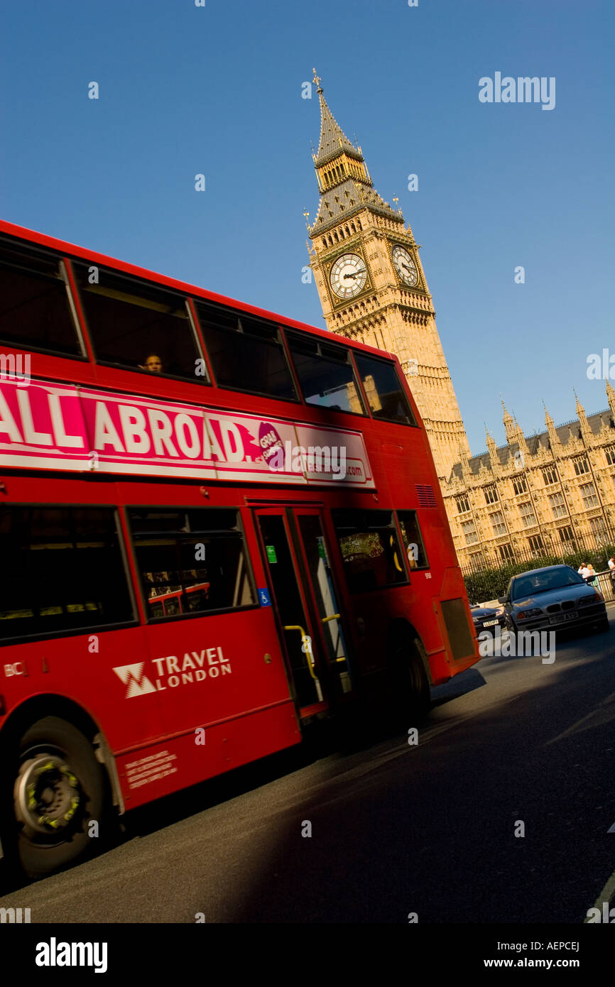 London bus, parliament square with Big Ben in the background Stock ...
