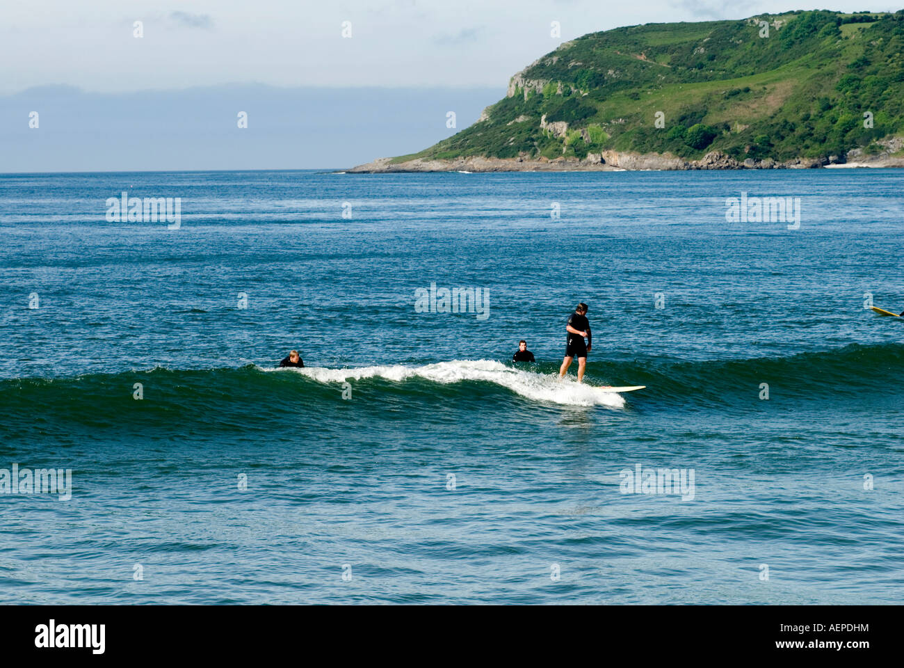 Surfing Caswell Bay Gower Stock Photo - Alamy