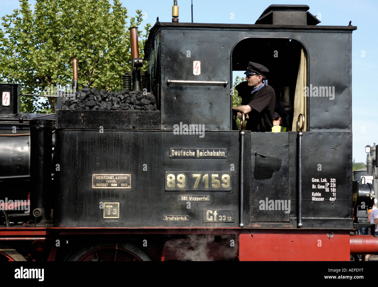 cab of small german steam locomotive Stock Photo - Alamy