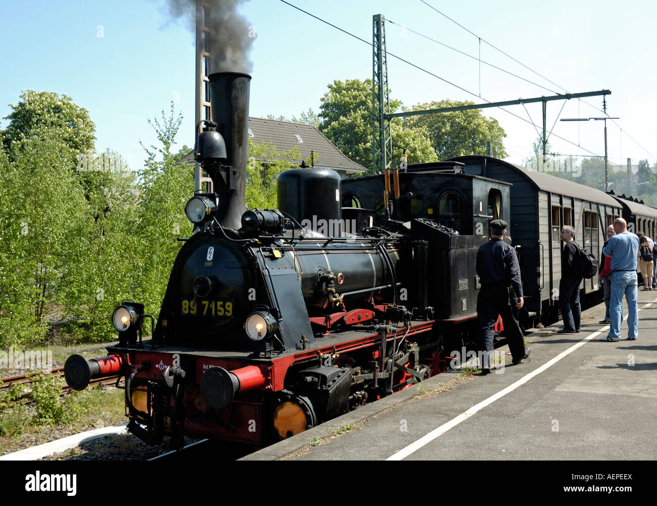 Steam locomotive on a push-pull shuttle train at Bochum-Dalhausen ...