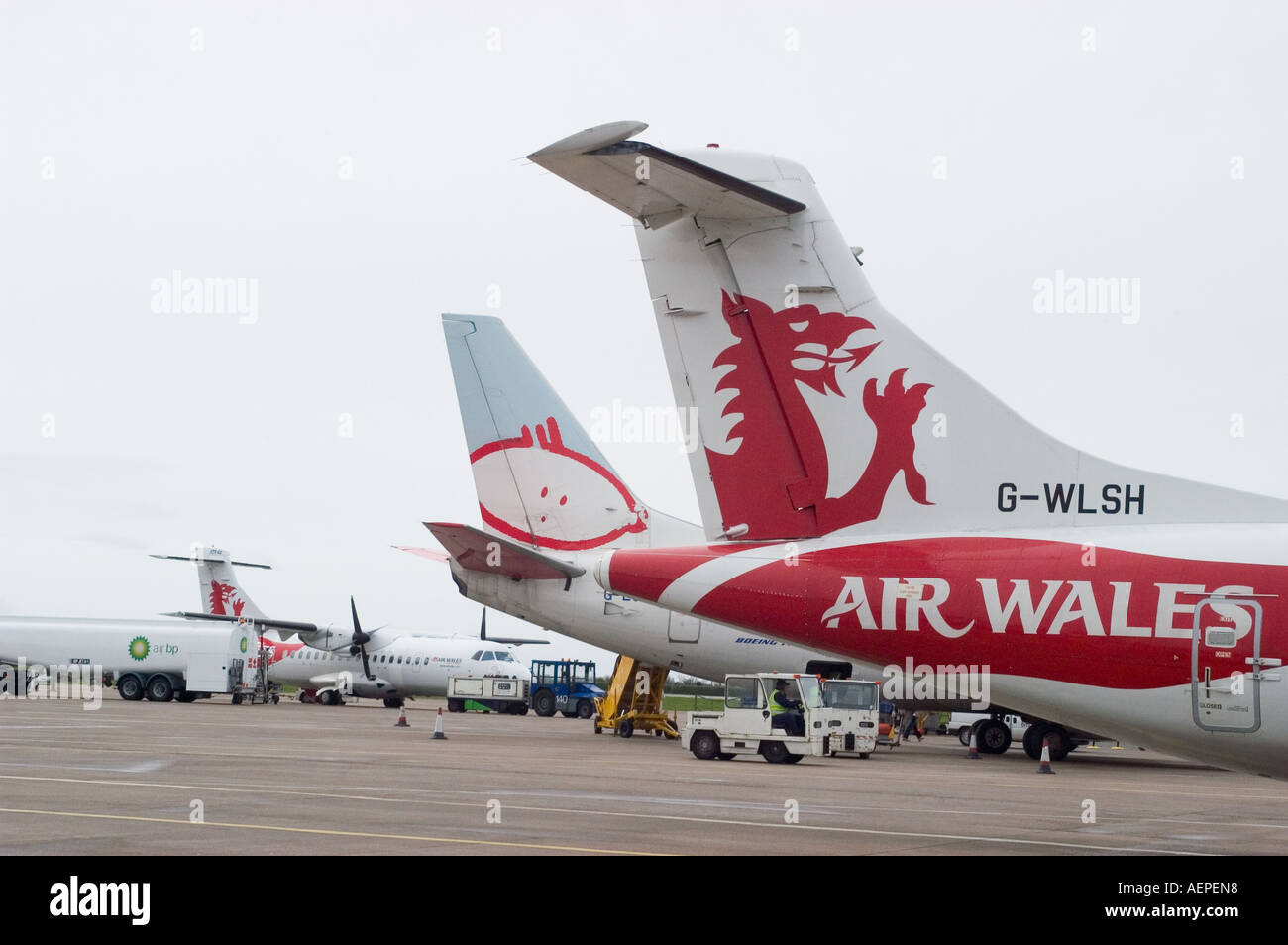 Air Wales and BMI Baby Aircraft on Tarmac Cardiff International Airport ...