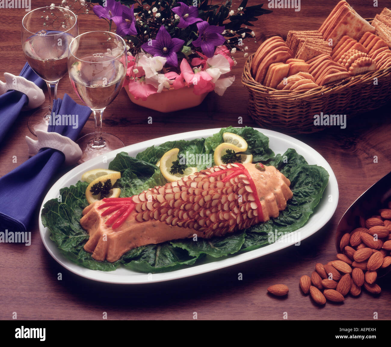 Molded Salmon Mousse with Almonds Stock Photo - Alamy
