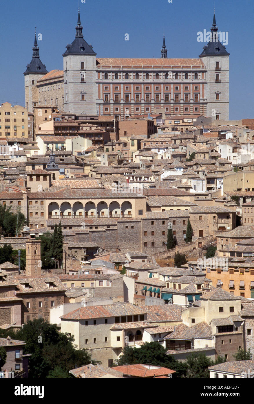 Toledo, Alcazar, umgebaut ab 1537 durch A. de Covarrubias Stock Photo ...