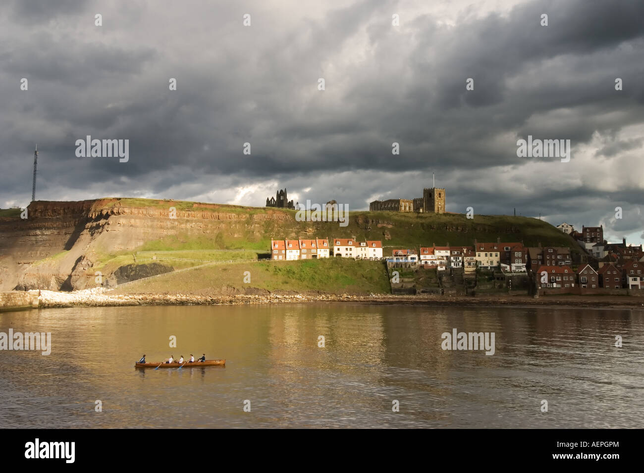 Stormy evening in Whitby Stock Photo - Alamy
