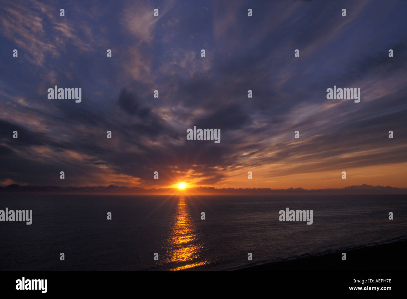 sunset on the central coast of the Alaskan Arctic North Slope Alaska ...