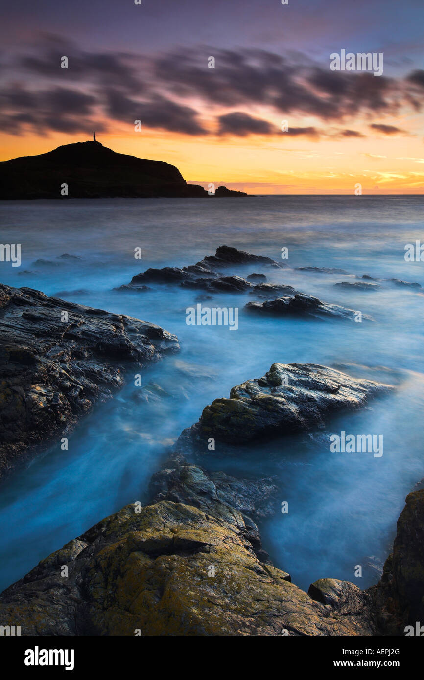 Twilight on the coast at Porth Ledden near Lands End, Cornwall Stock ...