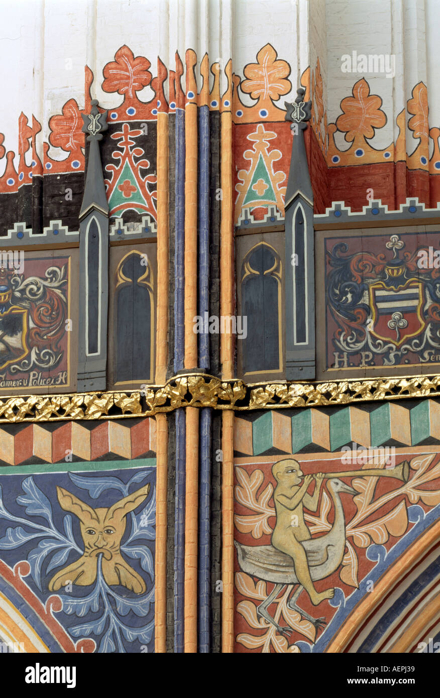 Stralsund, St. Nikolai, Wandmalerei im Mittelschiff Stock Photo - Alamy