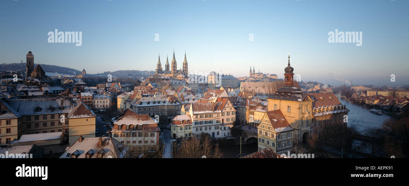 Bamberg, Stadtpanorama, Obere Pfarre, Domberg, St. Michael und Rathaus ...