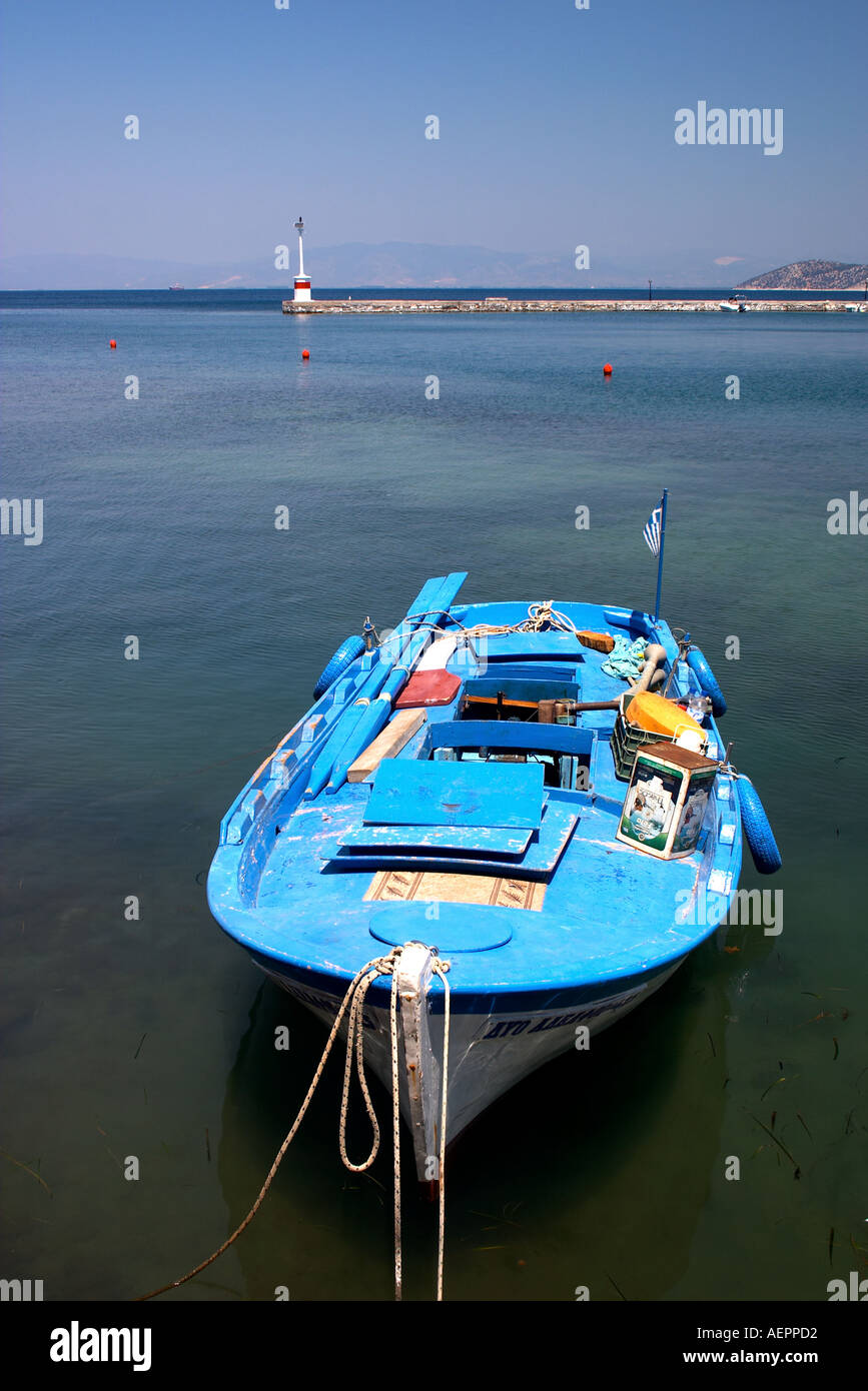 Thassos Harbour Fishing Dinghy Greece Stock Photo - Alamy