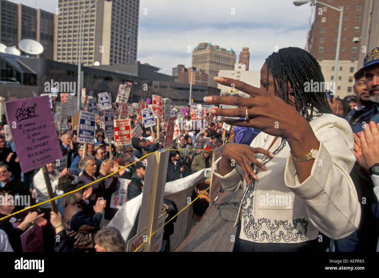 Sign Language Interpreter at Rally During Strike Stock Photo - Alamy