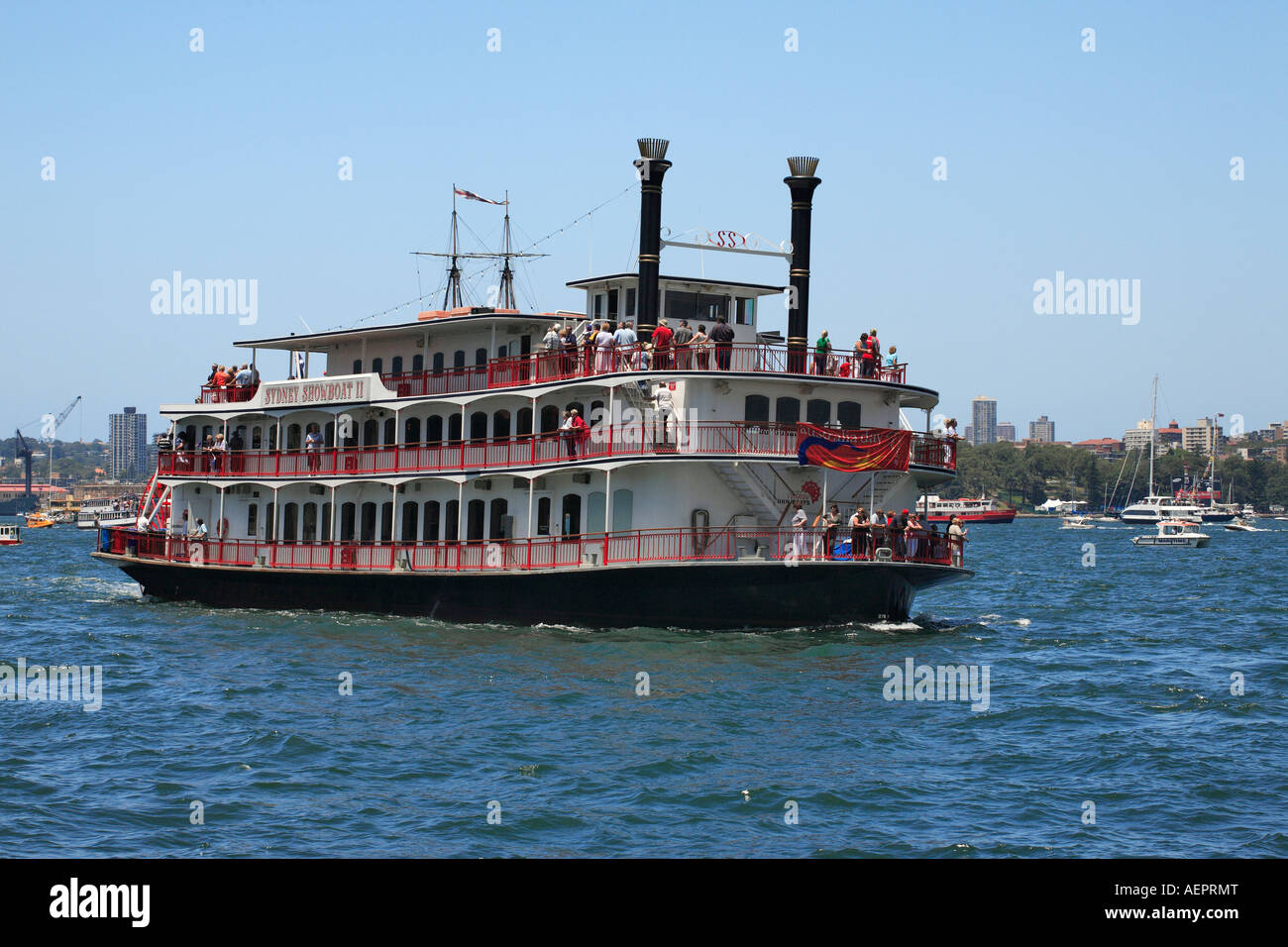 Paddle boat, Sydney Showboat, cruising Sydney harbour Stock Photo - Alamy