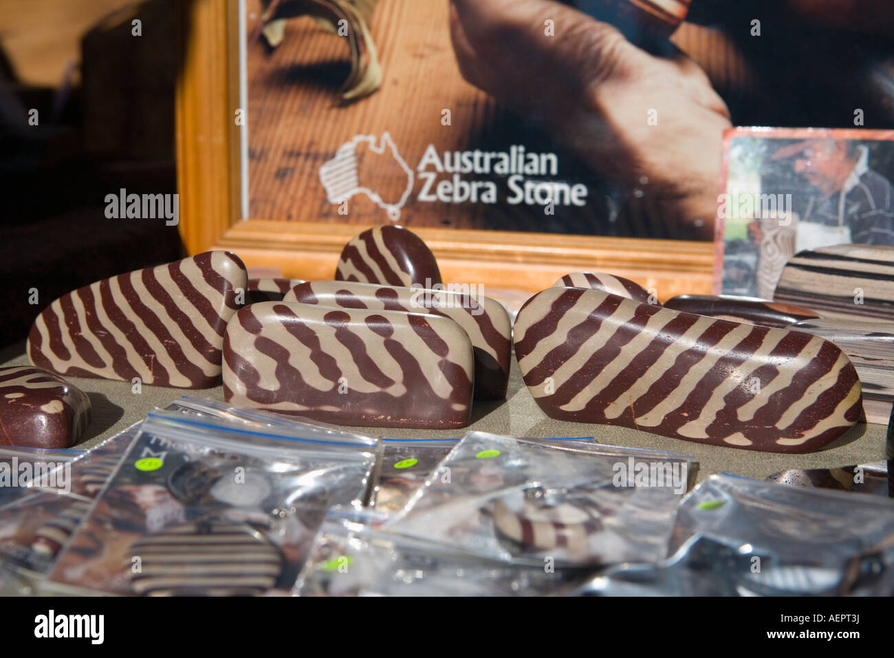 Australian hand crafted Zebra stones display, mined at Kununurra ...
