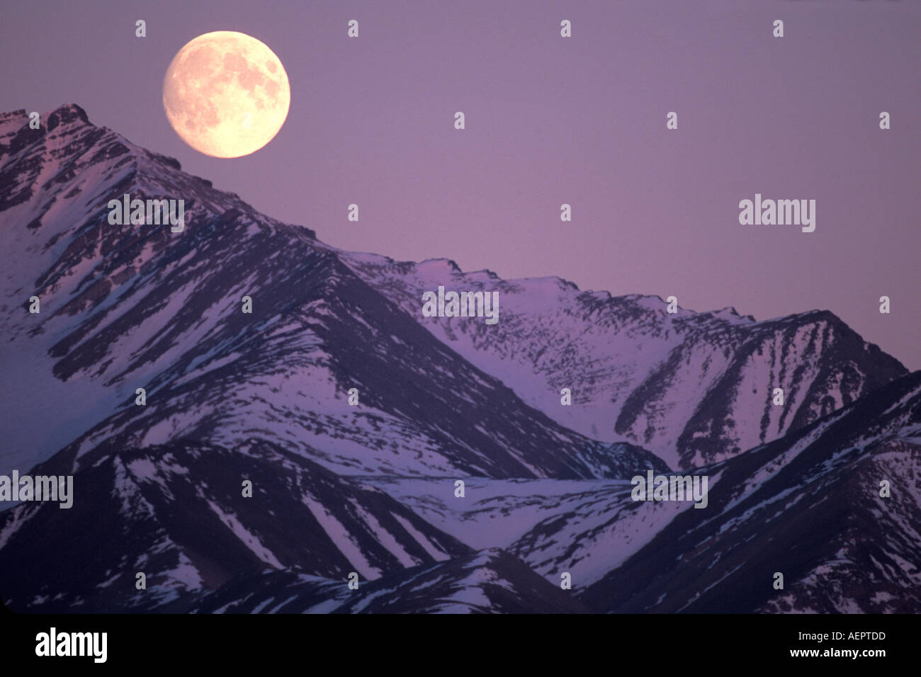 full moon over Gates of the Arctic National Park Brooks range North ...