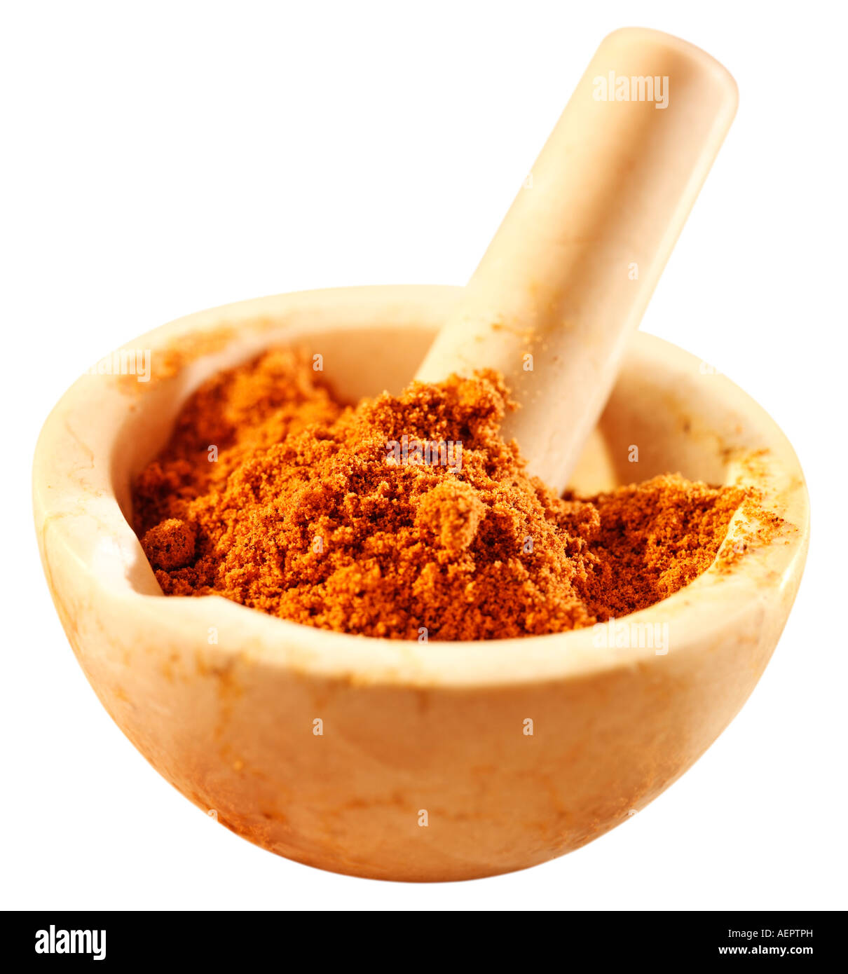 GROUND NUTMEG IN PESTLE AND MORTAR CUT OUT Stock Photo - Alamy