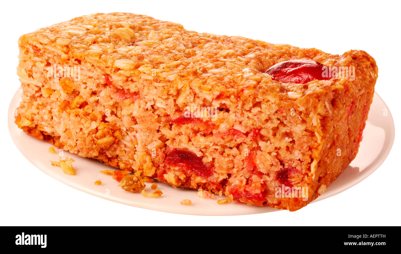 CHERRY AND COCONUT FLAPJACK CUT OUT Stock Photo - Alamy
