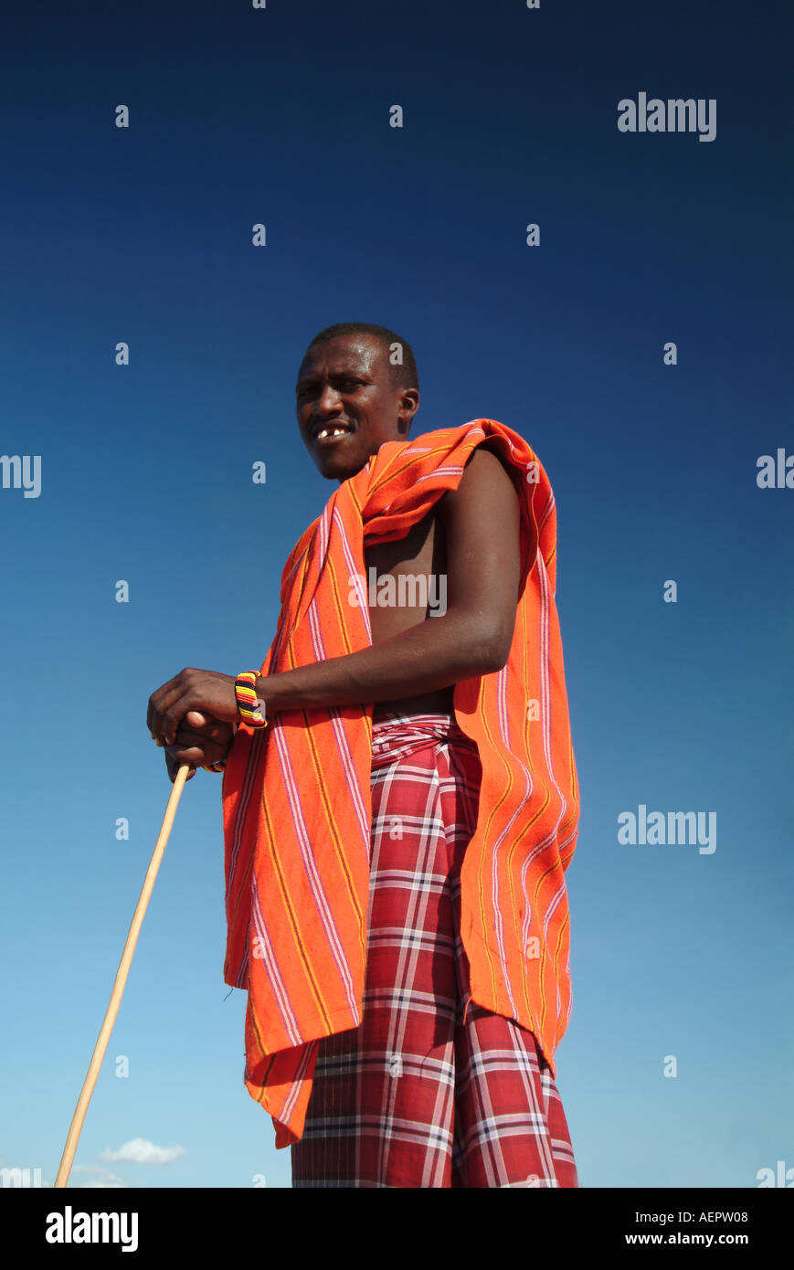 Samburu tribal man in traditional red dress. Samburu National Park ...