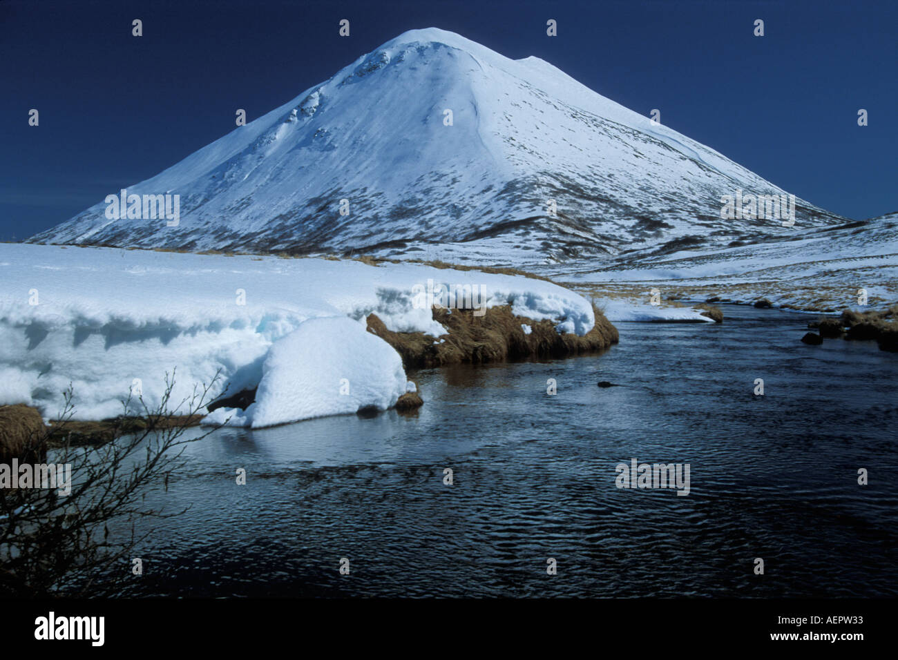 snowy landscape on the Alaskan Peninsula outside of King Cove Alaska ...
