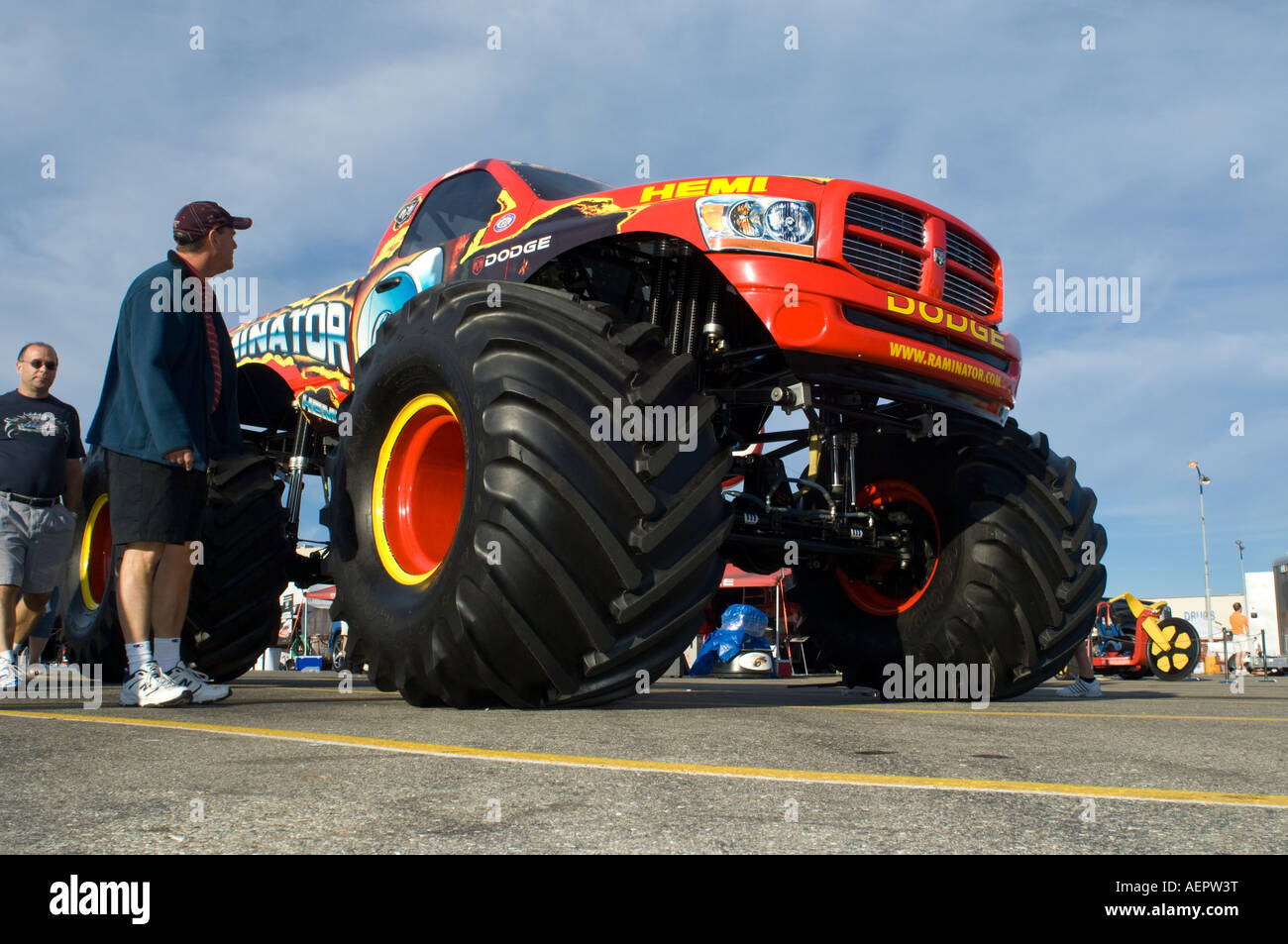 People looking at a Dodge monster truck at the 2007 Woodward Dream ...