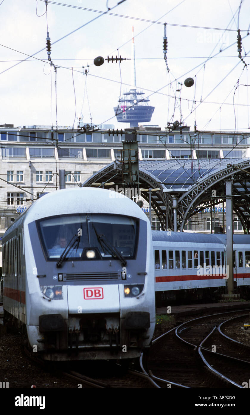 Germany Railways Inter-city express passenger train, leaving Cologne ...