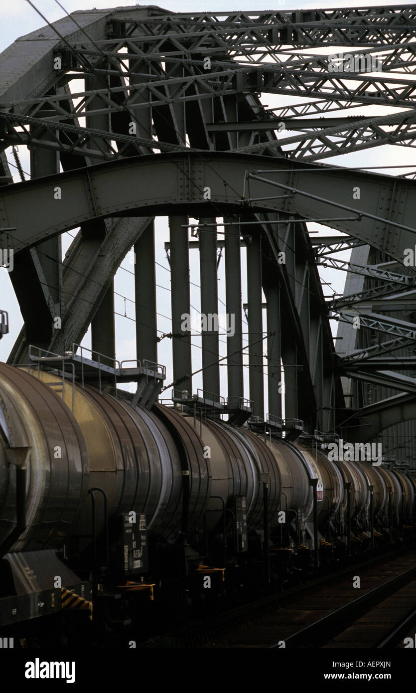Freight train hauling water gas to a refinery in Cologne, North Rhine ...