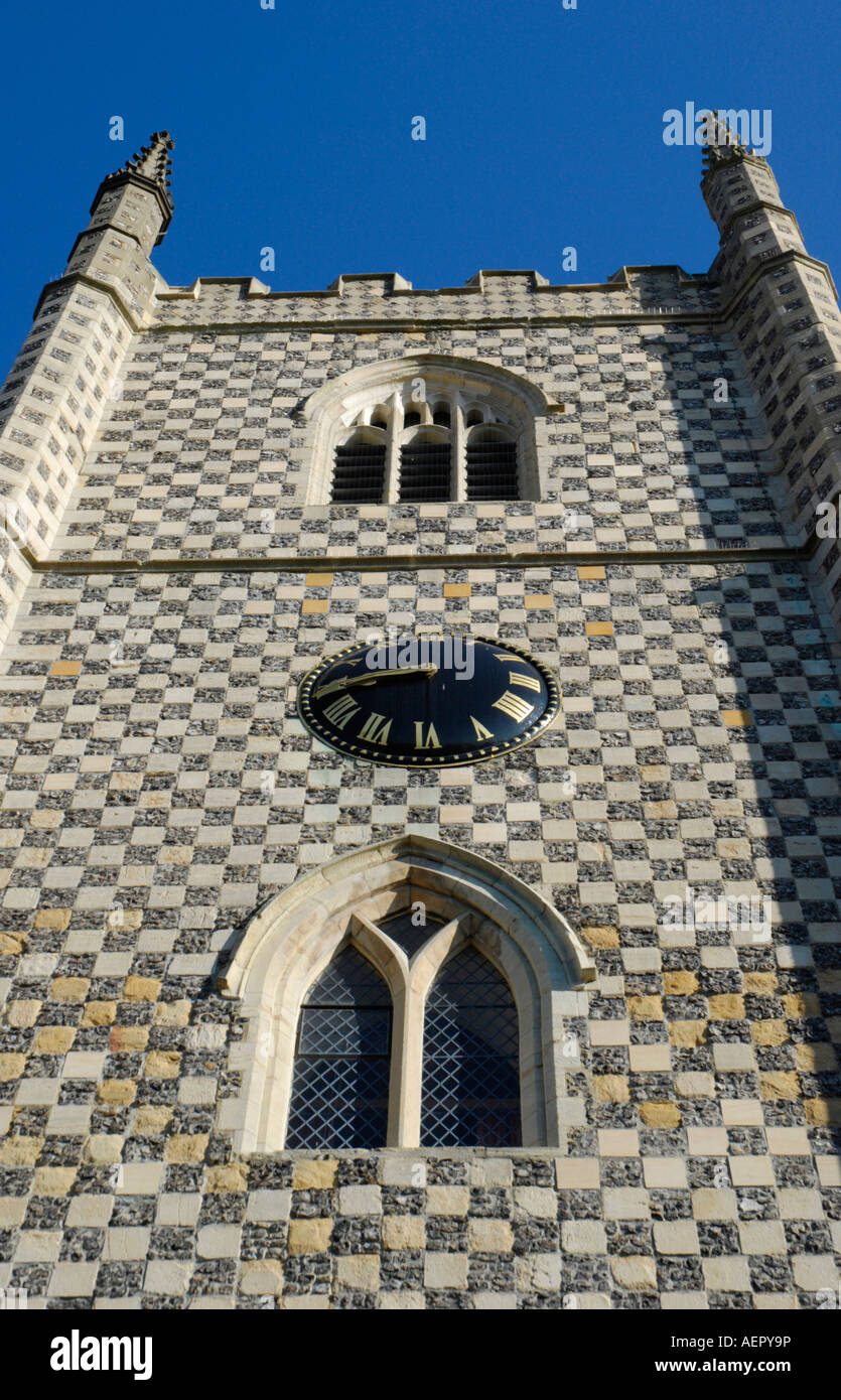 Close up of Reading Minster Church of St Mary the Virgin clock tower ...